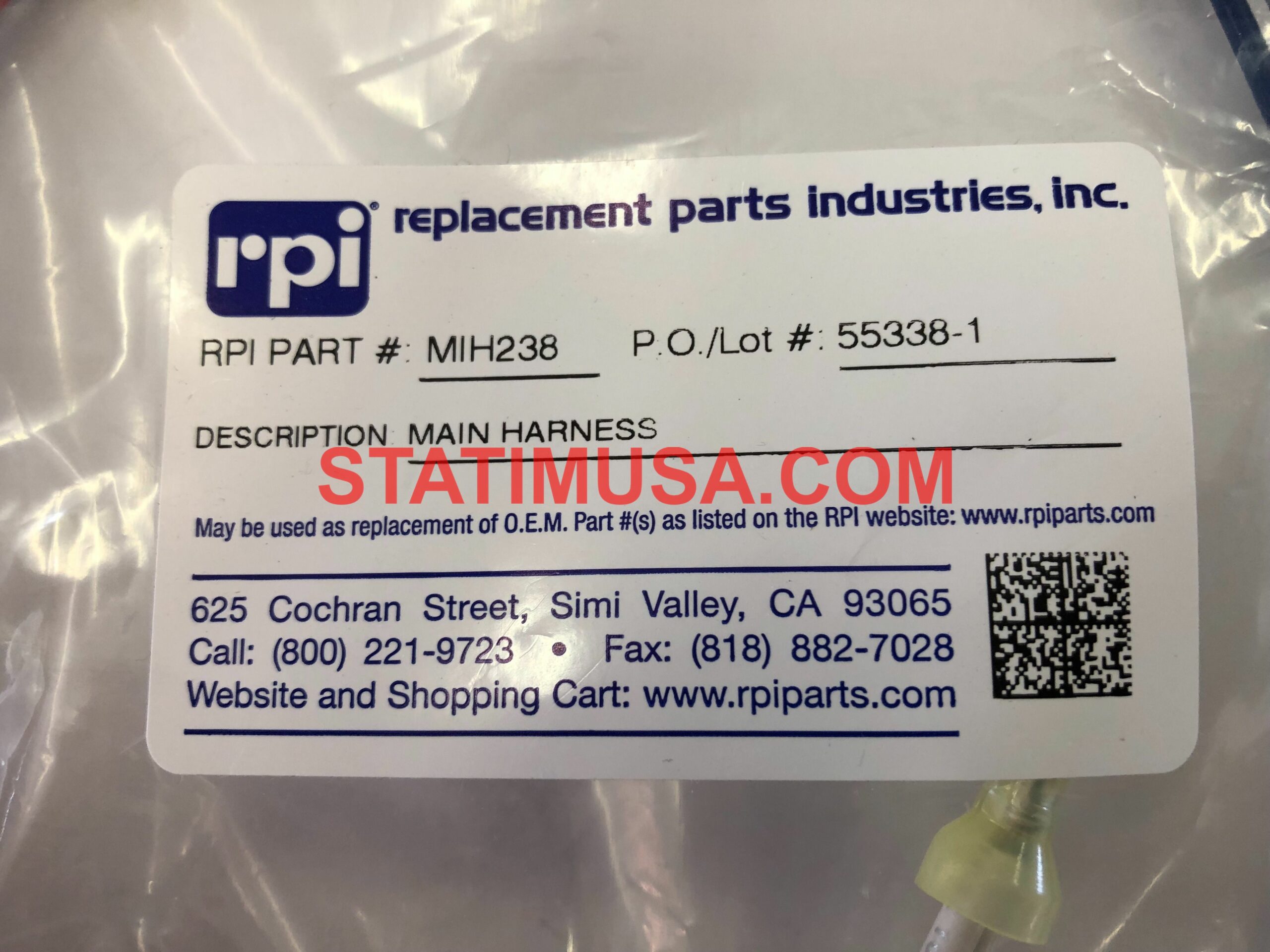 Midmark MAIN HARNESS RPI Part #MIH238 OEM Part #015-1554-00 (Main ...