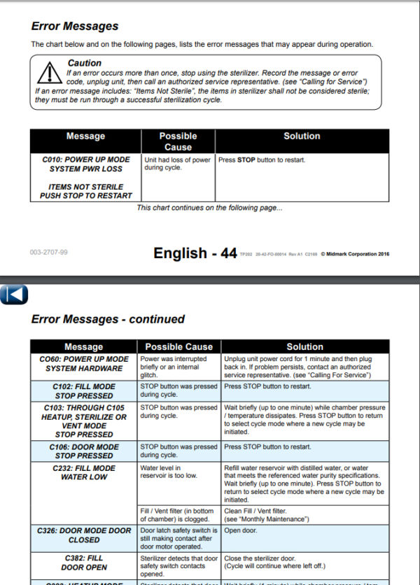 Midmark M11 ERROR CODES? We Can Help! - Statim USA Autoclave Sales, Service, & Repair