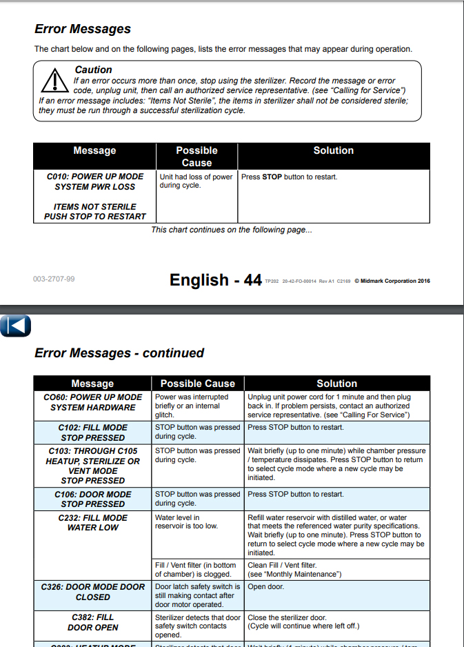 Midmark M11 ERROR CODES? We Can Help! - Statim USA Autoclave Sales ...