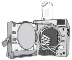 scican statclave g4 with manual fill container resting on unit - Statim ...