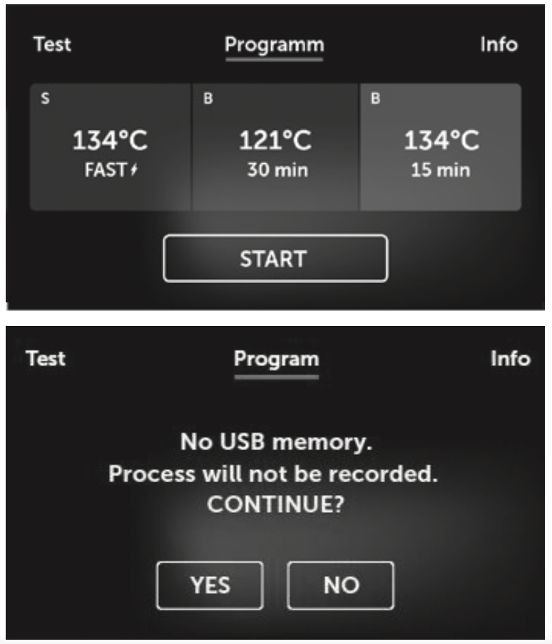 enbio s preogram select screen - Statim USA Autoclave Sales, Service ...