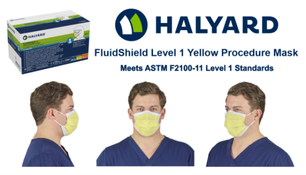 halyard fluidshield level 1 yellow procedure masks meet the astm f2100 ...