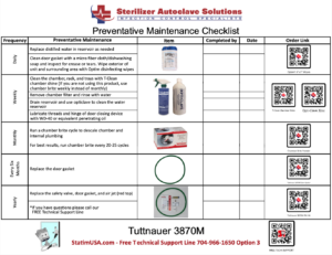 tuttnauer 3870m pm kit checklist - Statim USA Autoclave Sales, Service ...