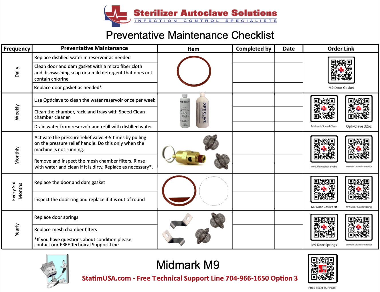 midmark m9 pm kit checklist - Statim USA Autoclave Sales, Service, & Repair