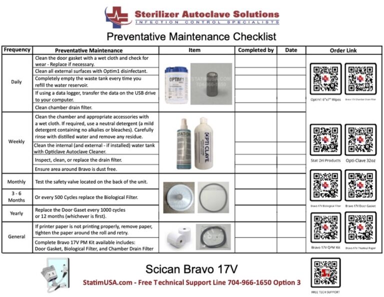 SciCan Bravo 17V PM Checklist - Statim USA Autoclave Sales, Service ...
