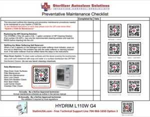 scican hydrim l110w g4 pm checklist resized - Statim USA Autoclave ...